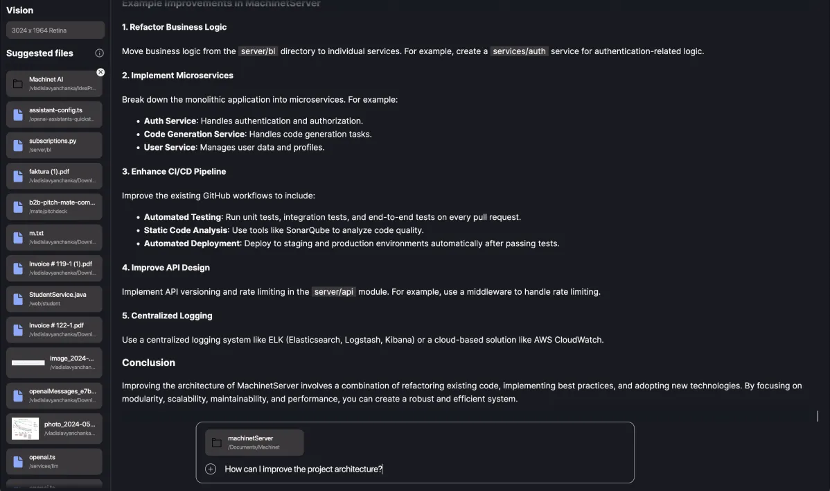 Machinet - AI Agent for Full-Stack Software Developers
